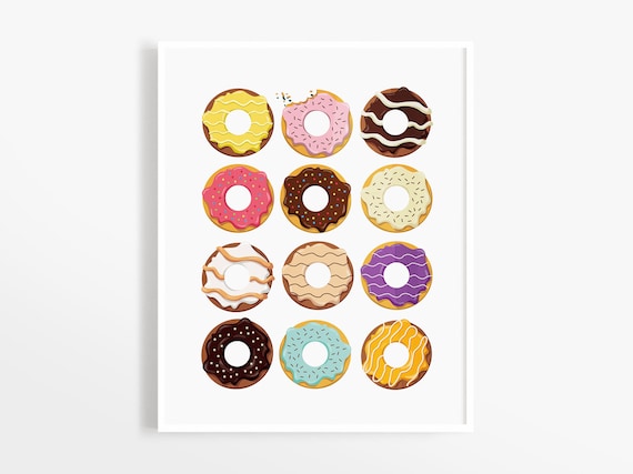 Items similar to Donuts Art Print, Instant Download, Kitchen Wall Art ...