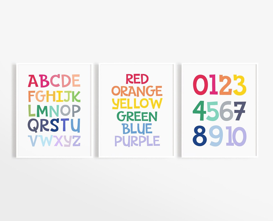 Alphabet Numbers and Colors Art Print Instant Download | Etsy