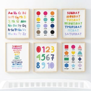 Alphabet Numbers Colors Days Shapes Art Print, Instant Download ...
