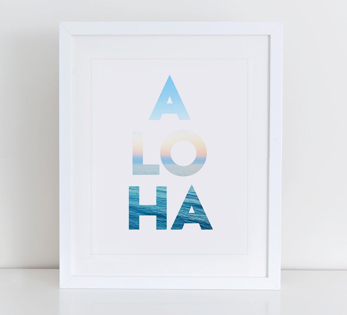 Aloha Art Print Aloha Printable Hawaiian Wall Art Instant | Etsy