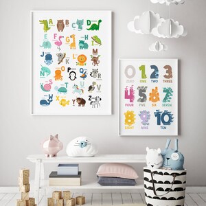 Animal Alphabet Print, Alphabet and Numbers Poster, Instant Download ...