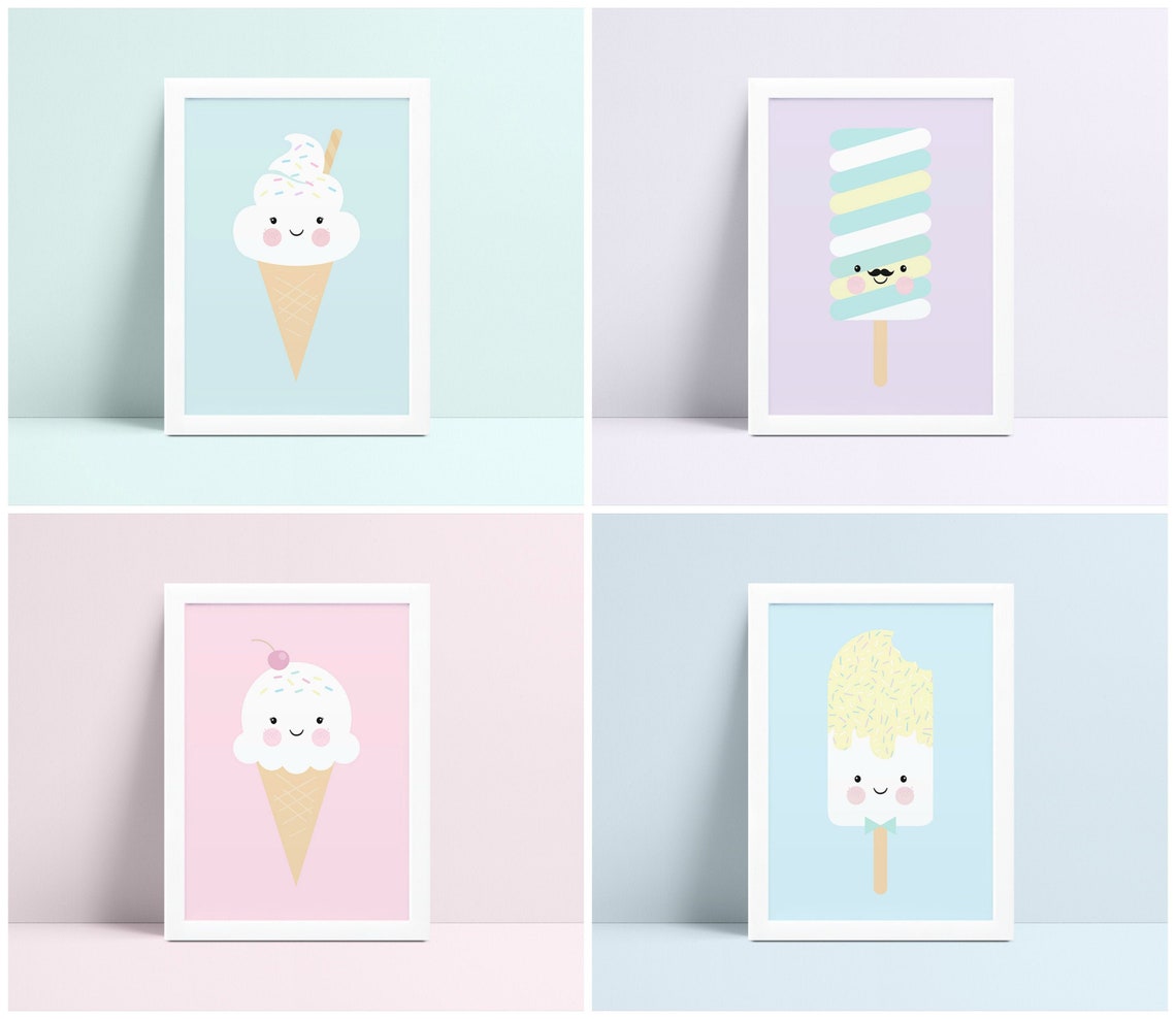 Ice Cream Prints Printable Wall Art Nursery Wall Decor | Etsy Canada