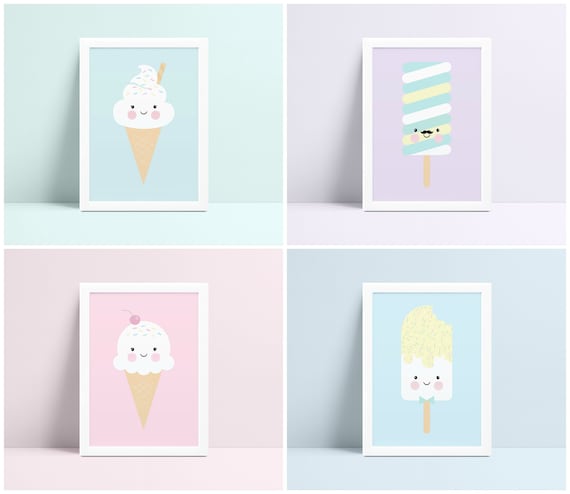 Ice Cream Prints Printable Wall Art Nursery Wall Decor | Etsy Canada