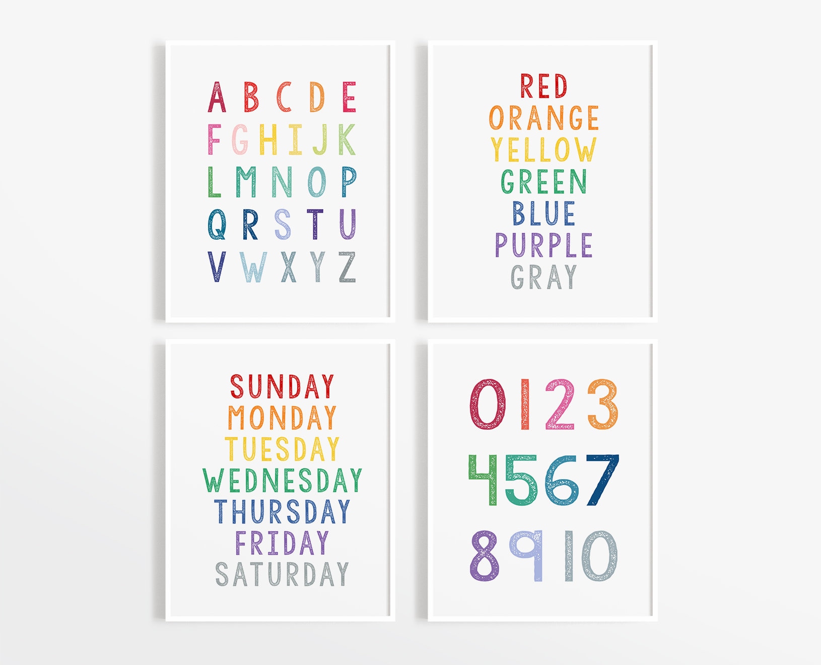 Alphabet Numbers Colors Days Art Print, Instant Download, Nursery Art ...