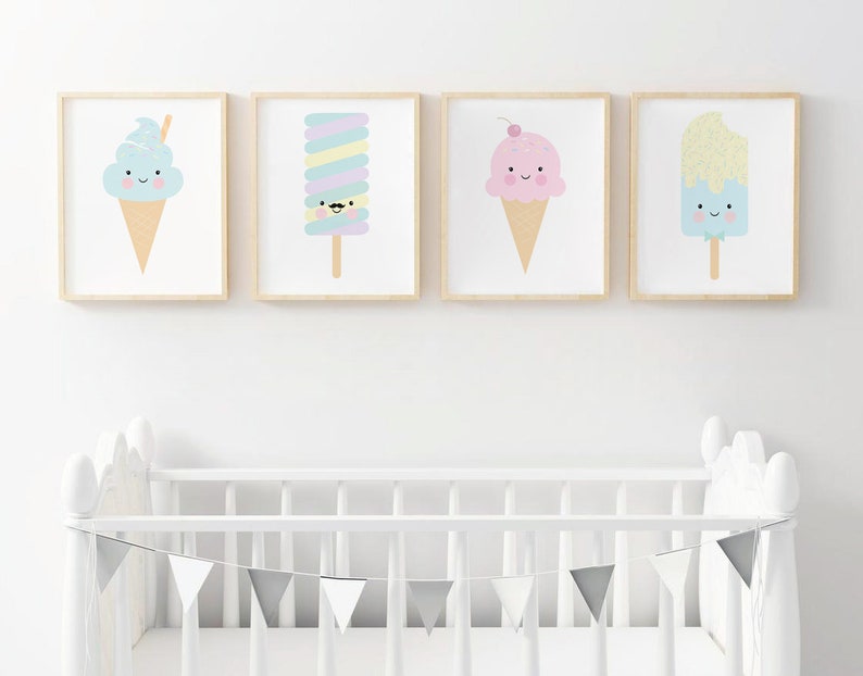 Ice Cream Prints Printable Wall Art Nursery Wall Decor - Etsy