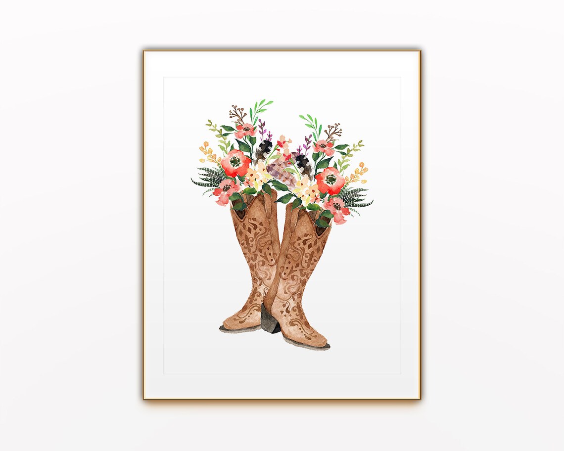 Cowboy Boots Art Print Instant Download Western Print | Etsy