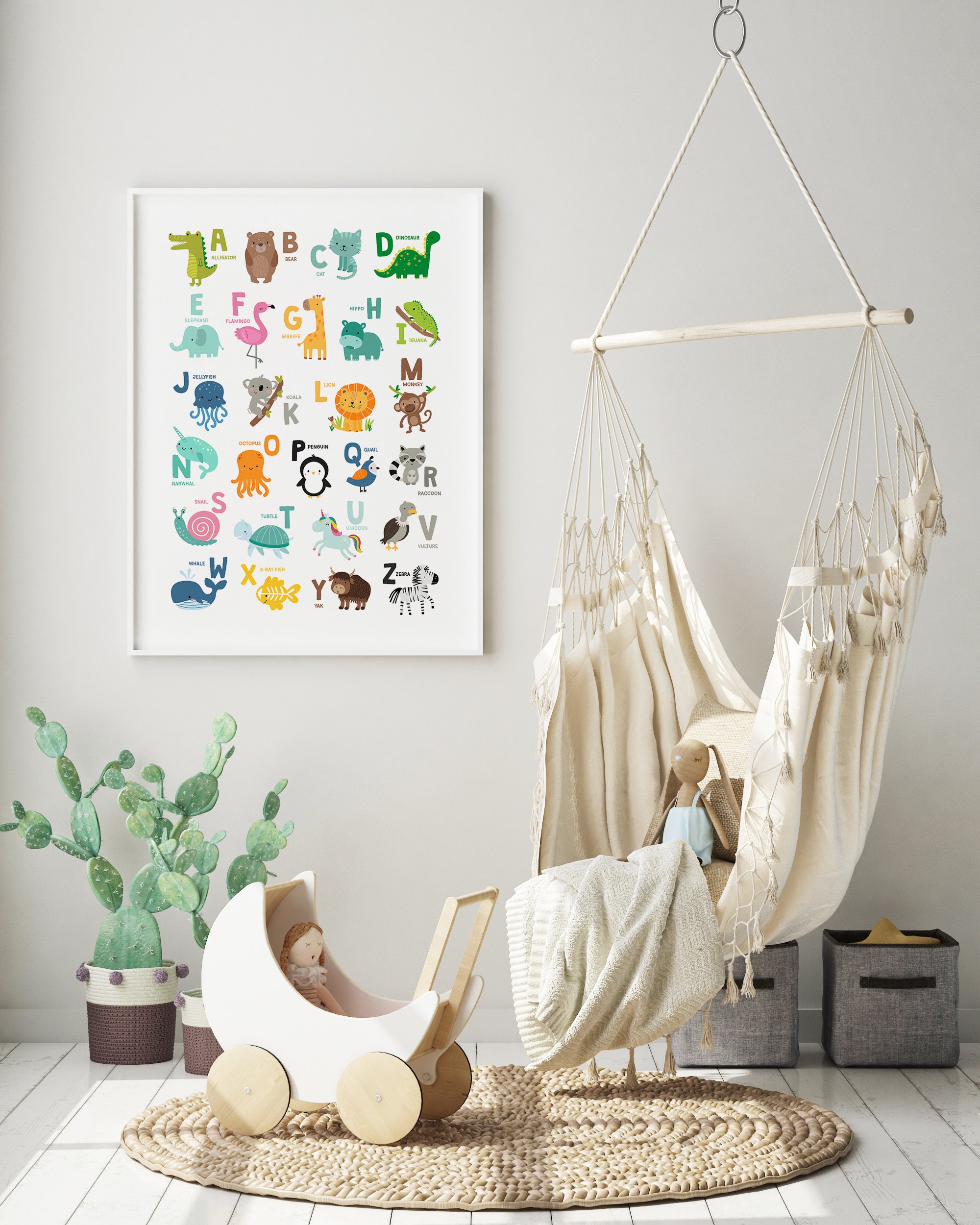 Animal Alphabet Print Alphabet and Numbers Poster Instant | Etsy