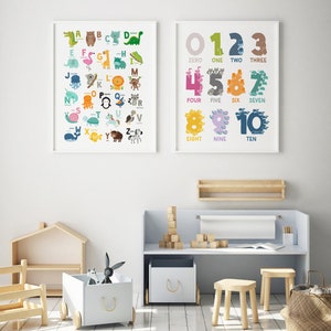Animal Alphabet Print, Alphabet and Numbers Poster, Instant Download ...