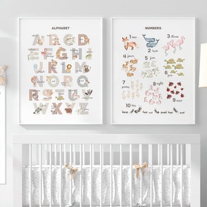 Animal Alphabet Print, Alphabet and Numbers Poster, Homeschool ...