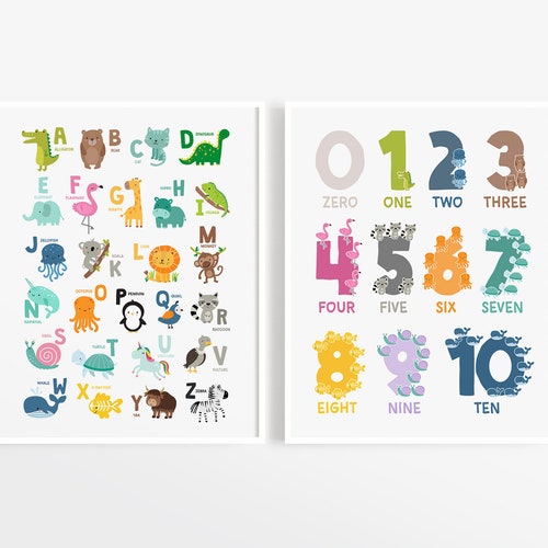 Alphabet Numbers and Colors Art Print Instant Download - Etsy