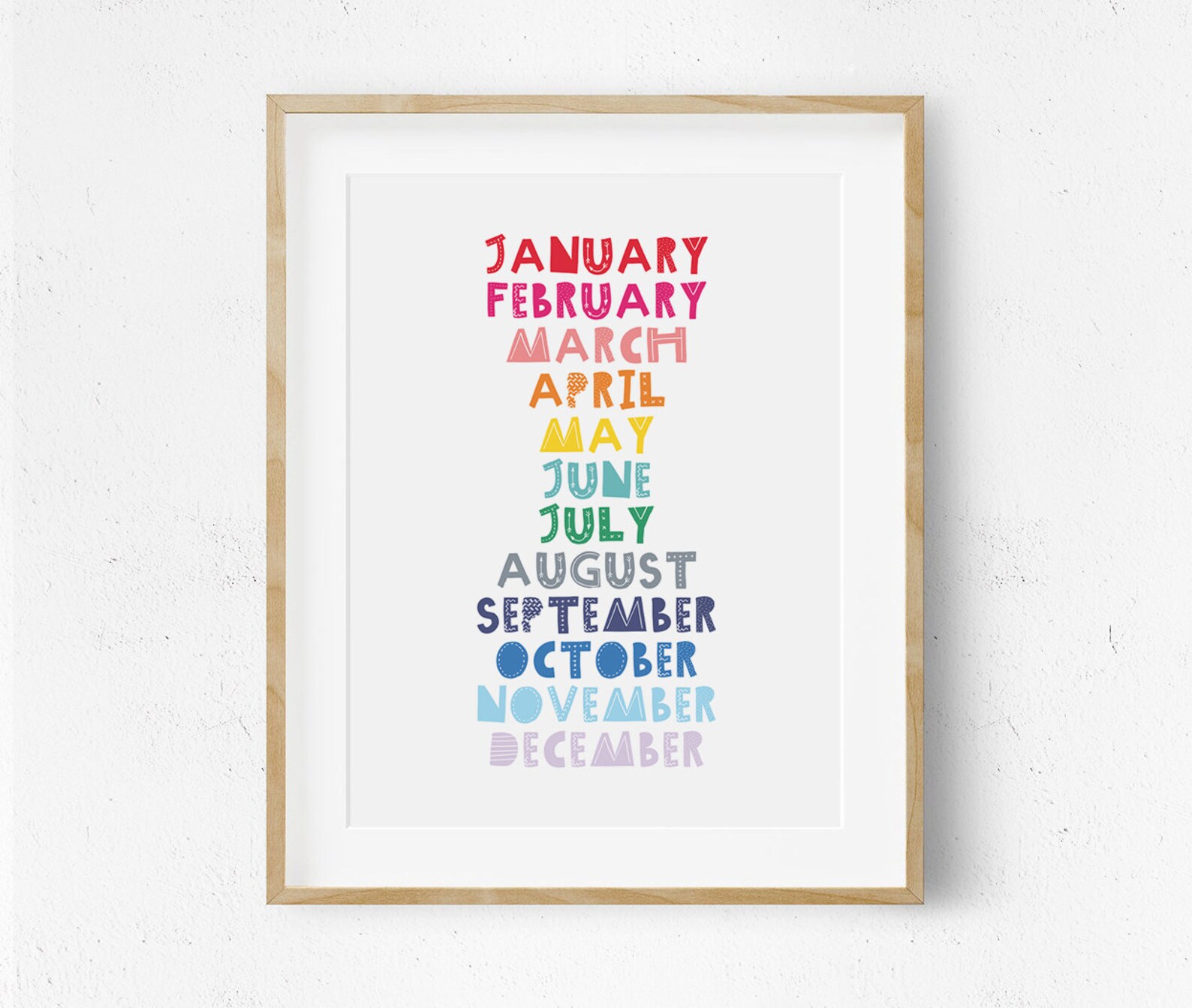 Alphabet Numbers Colors Days Shapes Art Print Instant - Etsy