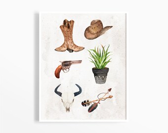 Cowboy Boots Art Print Instant Download Western Print | Etsy