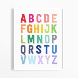 Alphabet Numbers Rainbow Art Print Instant Download Nursery - Etsy