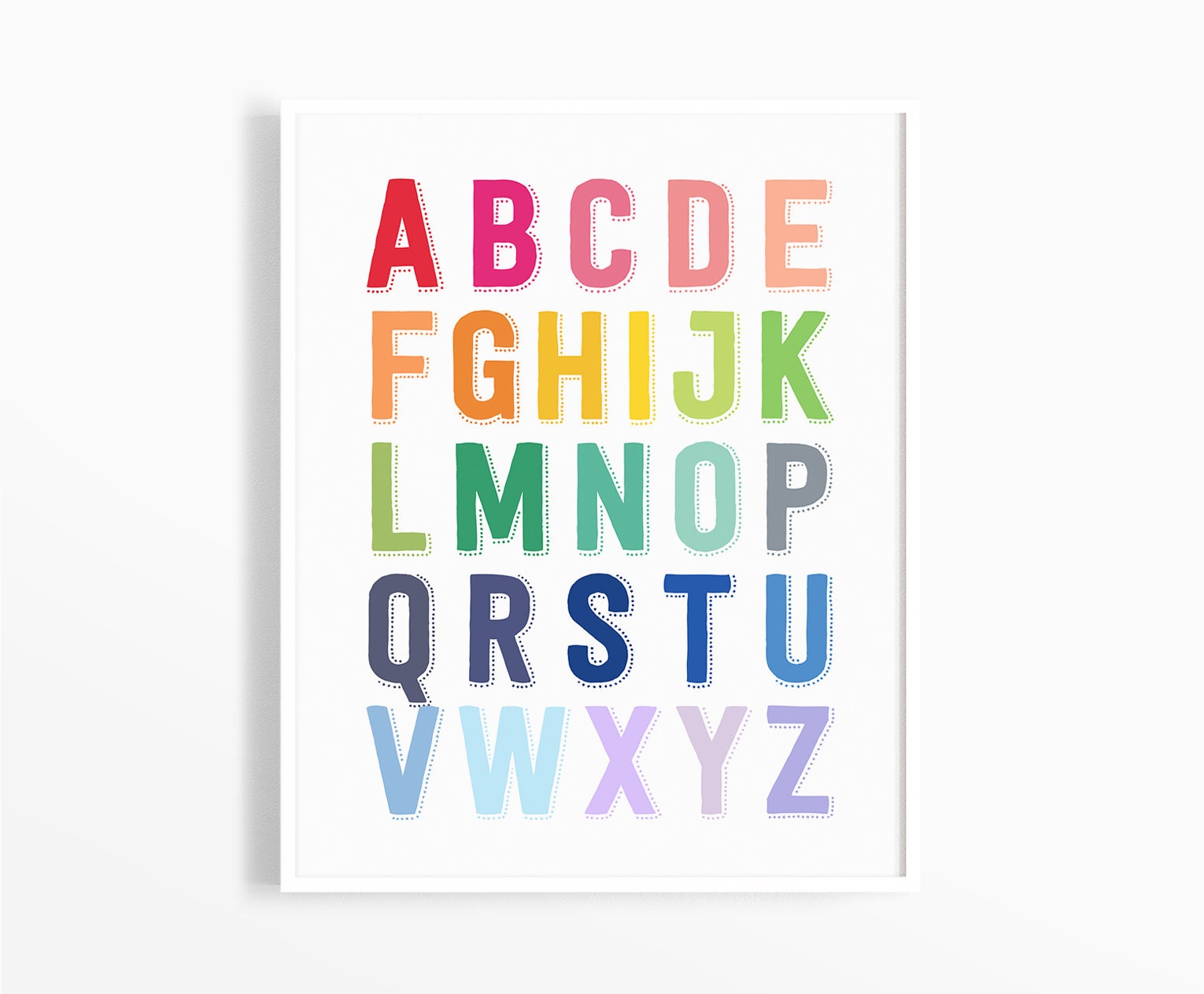 Alphabet Numbers Rainbow Art Print Instant Download Nursery | Etsy