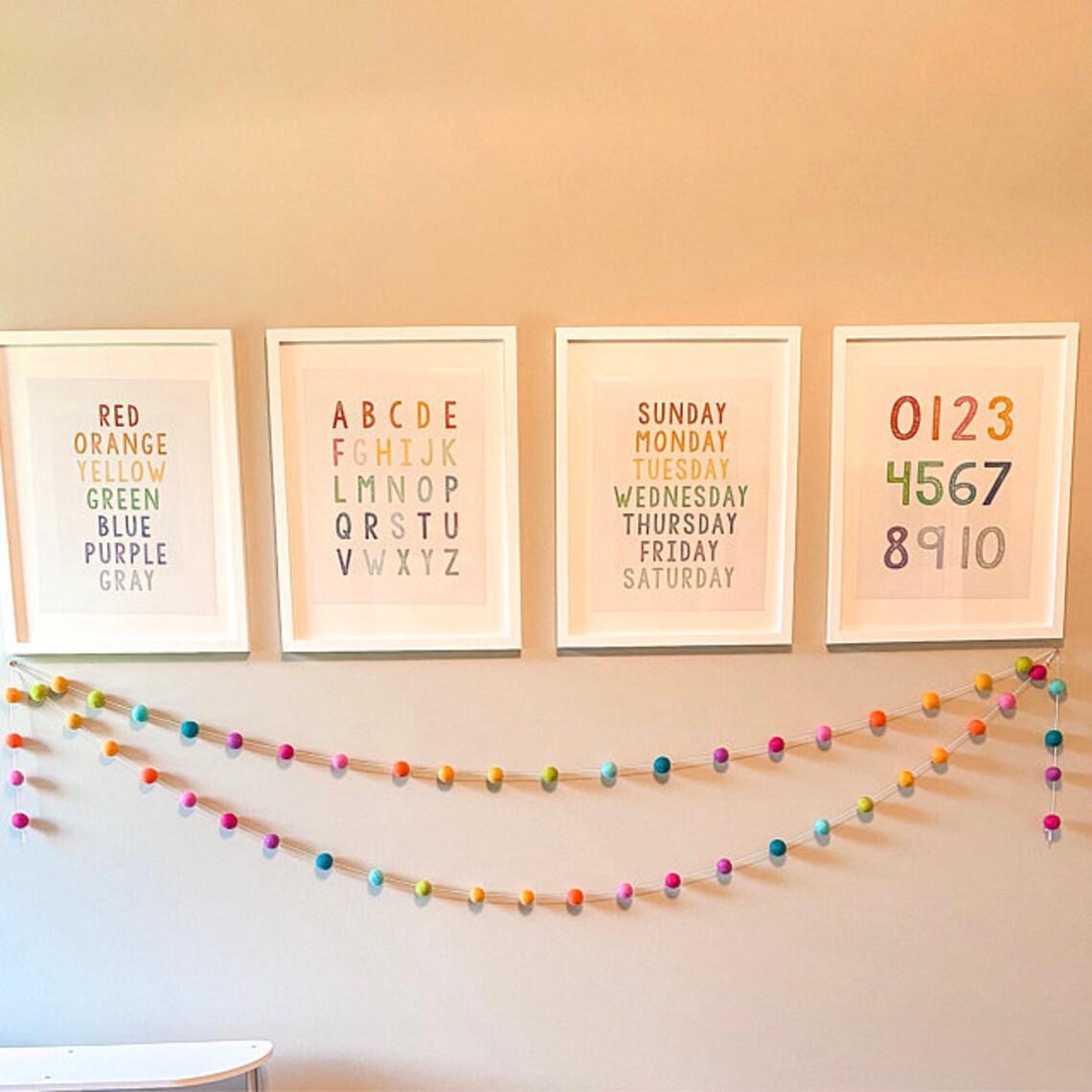 Alphabet Numbers Colors Days Art Print, Instant Download, Nursery Art ...