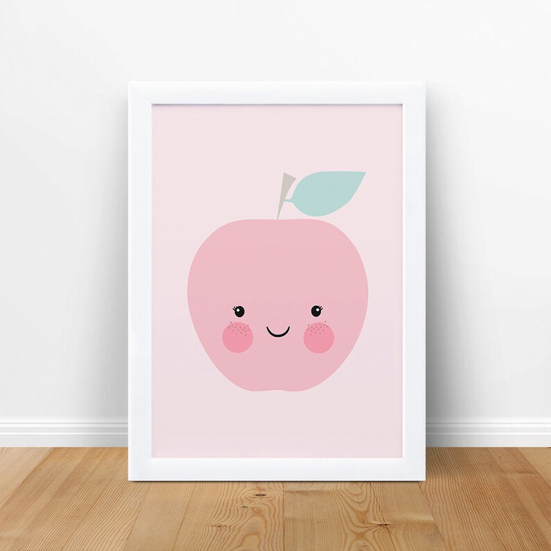 Apple Art Print, Baby Girl Nursery, Printable Kids Decor, Nursery Wall ...