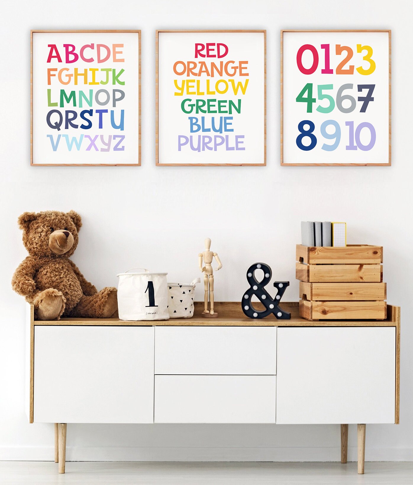 Alphabet Numbers and Colors Art Print Instant Download | Etsy