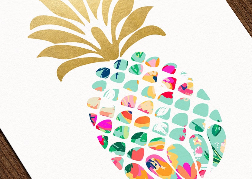 Pineapple Art Print Tropical Decor Botanical Print Kitchen - Etsy