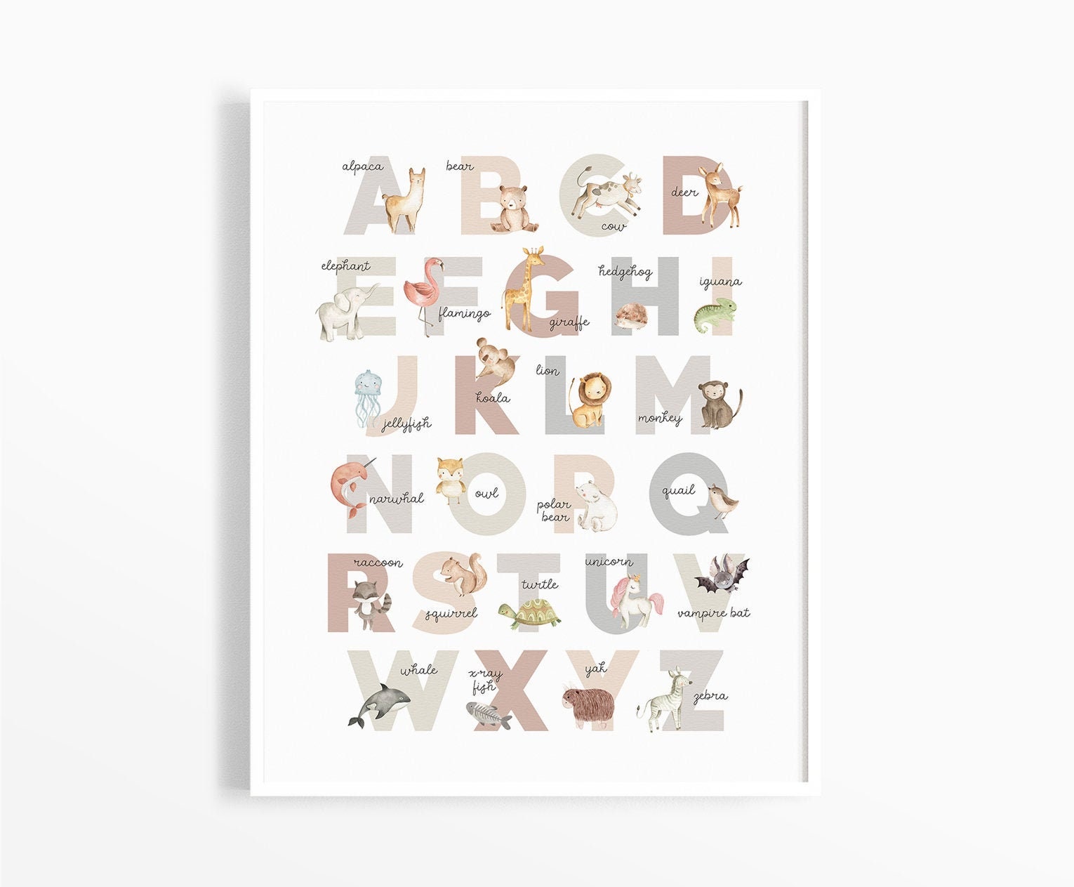 Animal Alphabet Print Instant Download Educational Prints | Etsy