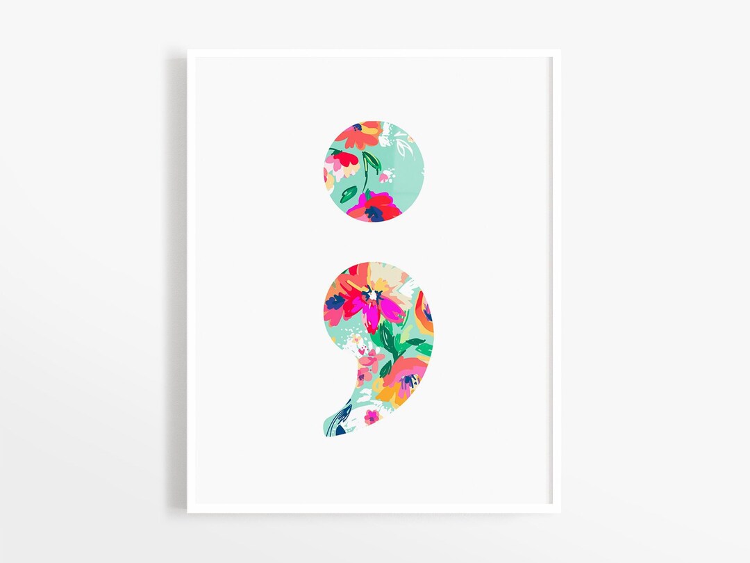 Semicolon Art Print, Instant Download, Printable Home Decor, Tropical ...