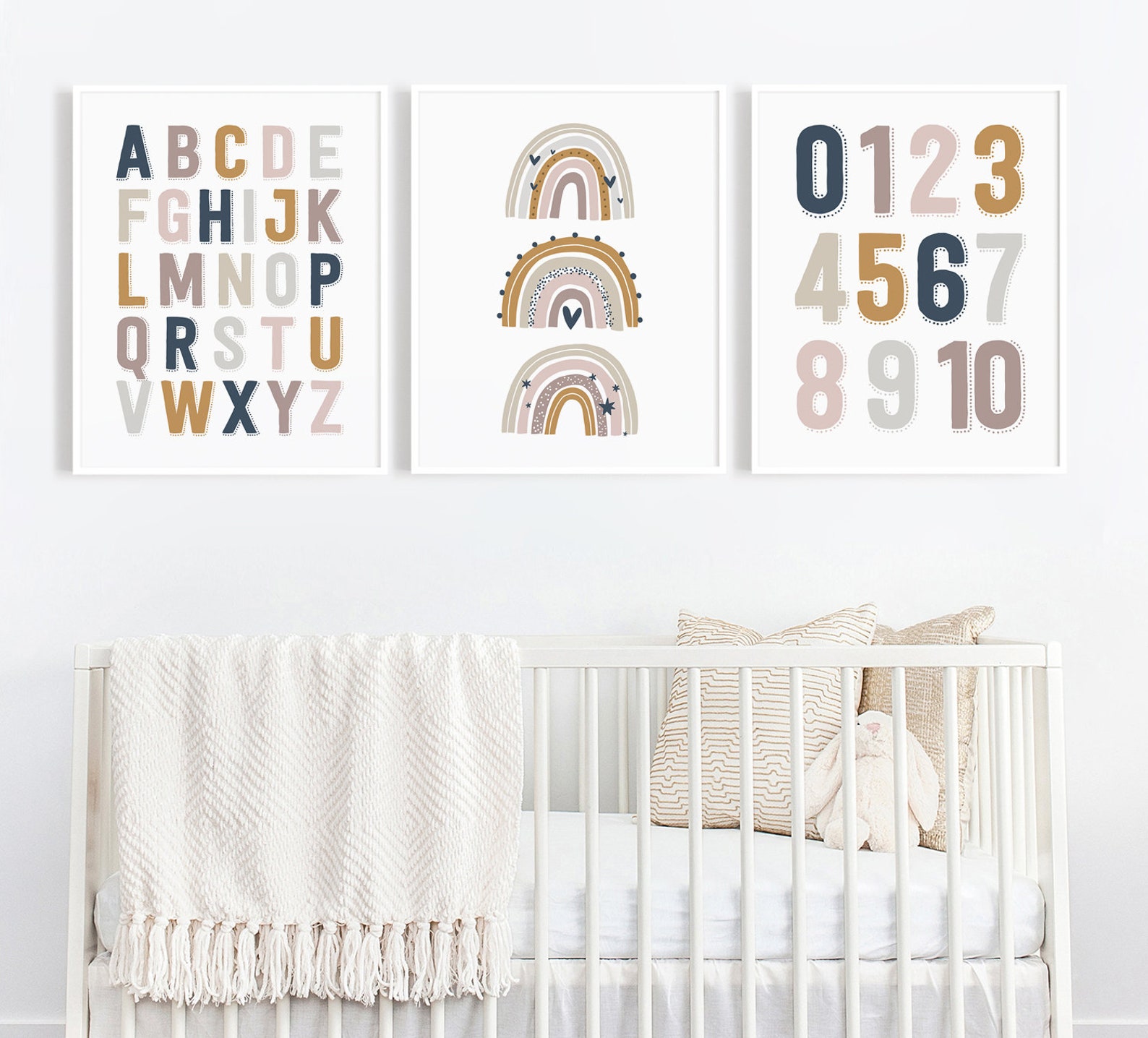 Alphabet Numbers Rainbow Art Print Instant Download Nursery - Etsy