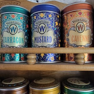 Watkins 1997 Spice Rack With Tin Containers - Etsy