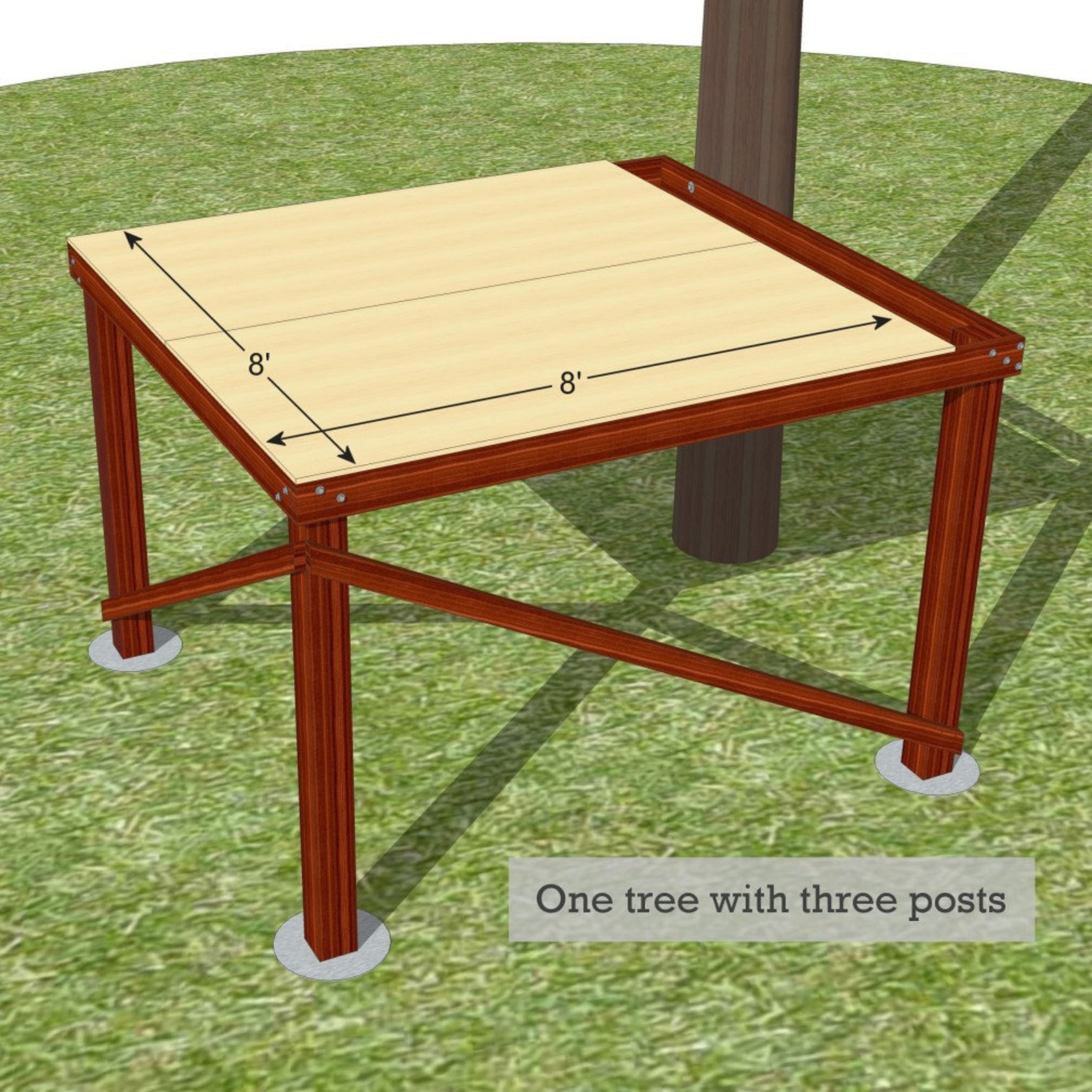 8'x8' Platform Plans | Treehouses and Free Standing Forts - Etsy