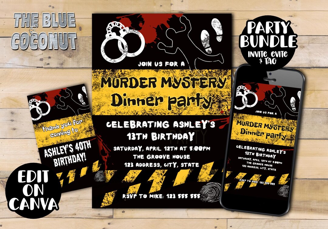 Murder Mystery Dinner Party Invitation Template Customizable Canva ...