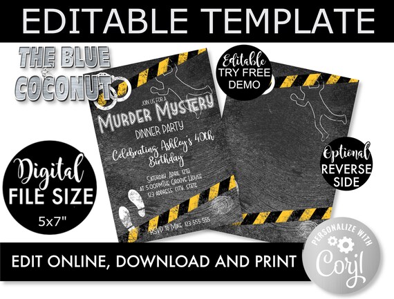 Editable Murder Mystery Template Crime Scene Tape Fundraising | Etsy