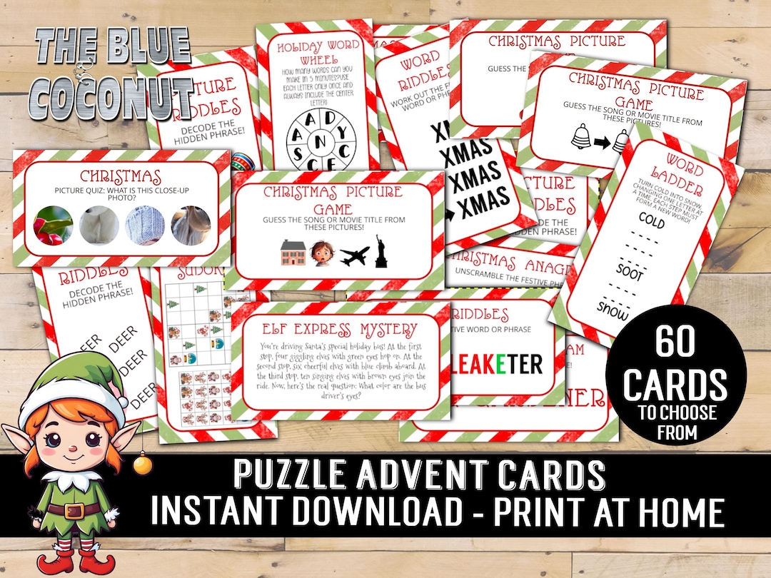 60 Puzzle Advent Cards A Challenge for Every Day 'til Christmas ...