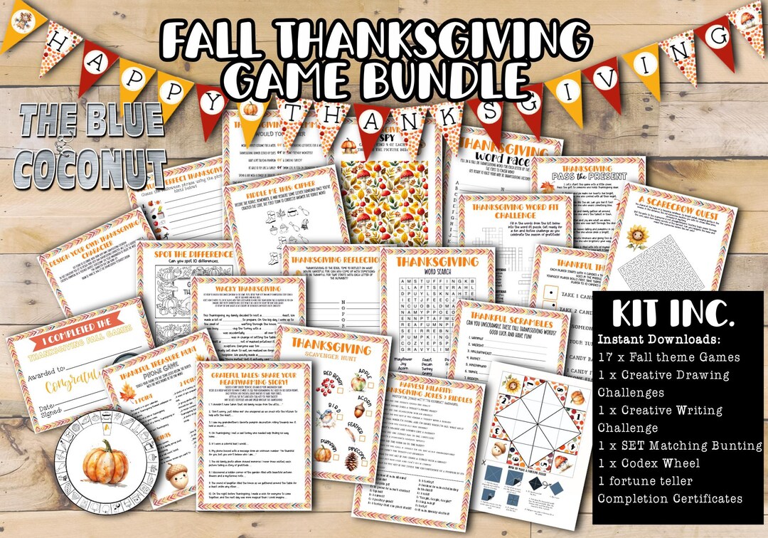 Thanksgiving Fall Party Printable 17 Game Bundle | Halloween Party ...
