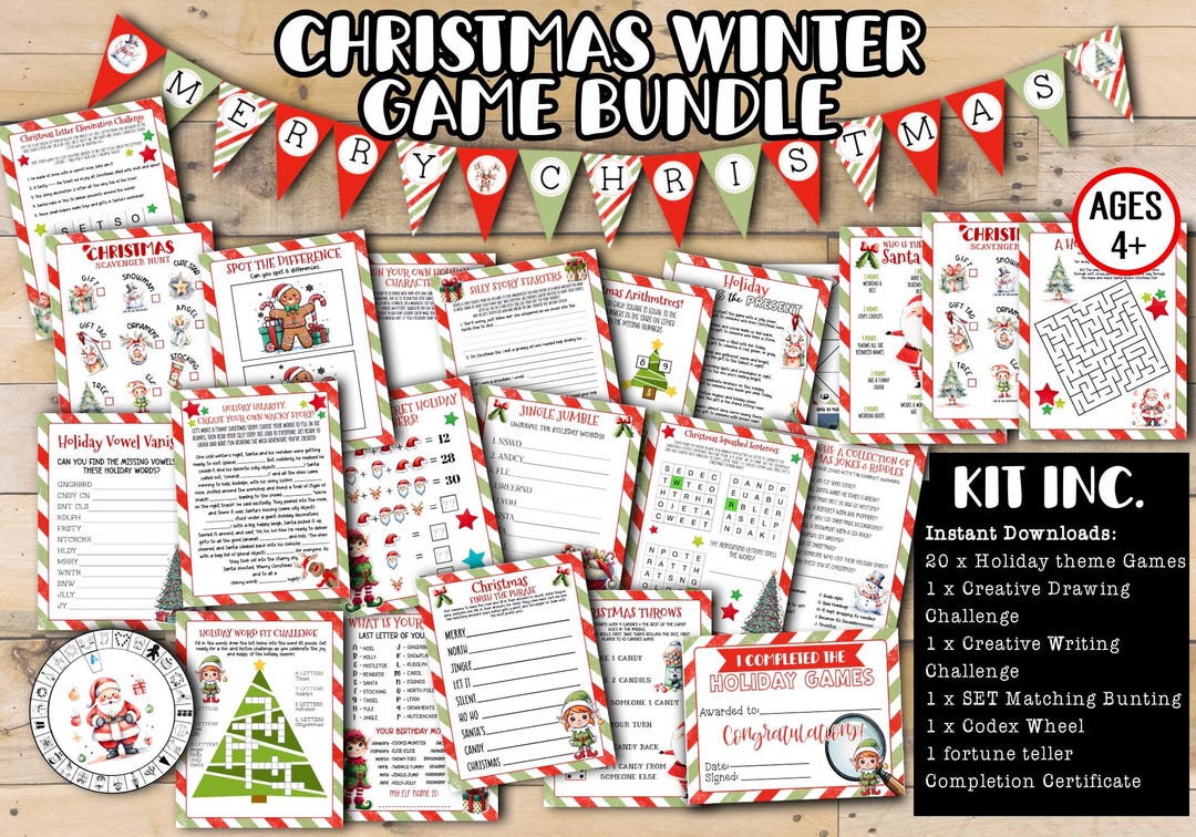 Christmas Holidays Winter Printable Game Bundle Family Party Games for ...