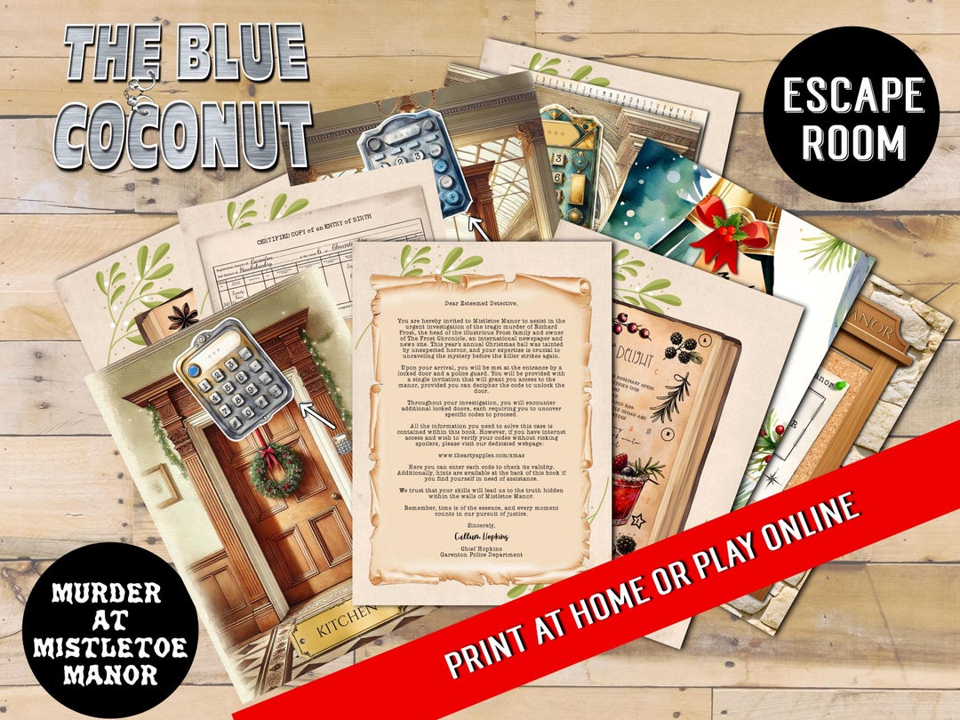 Murder at Mistletoe Manor Christmas Printable Escape Room, Festive ...
