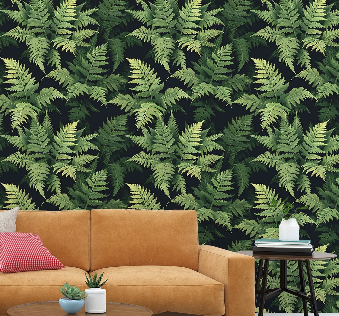 Forest Wallpaper Mural, Peel and Stick Fern Wall Art, Removable Floral ...
