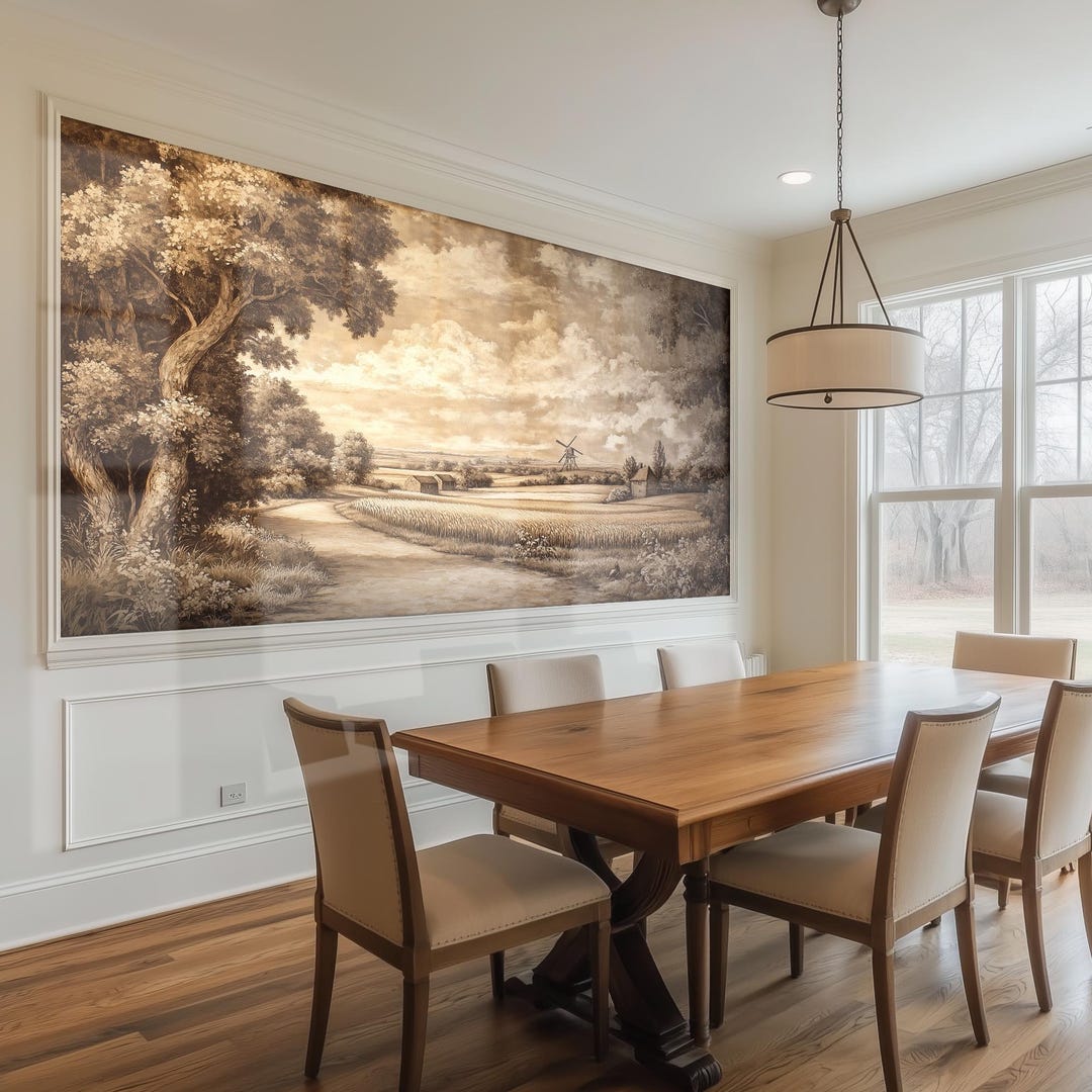 Scenic Tree Landscape Mural: Custom Vinyl Wallpaper, Peel & Stick ...