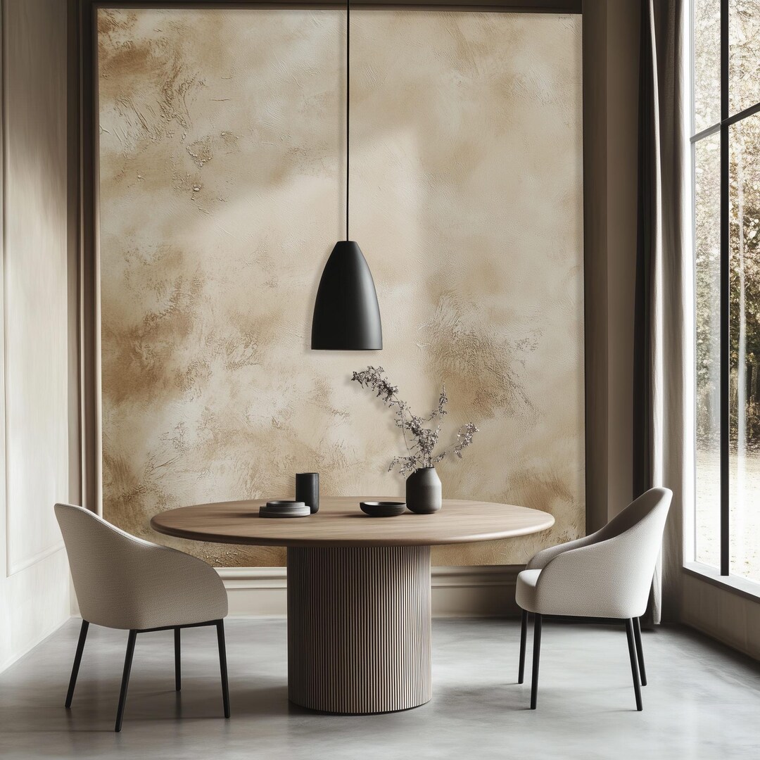 Neutral Boho Abstract Mural Wallpaper, Renter-friendly Removable Wall ...