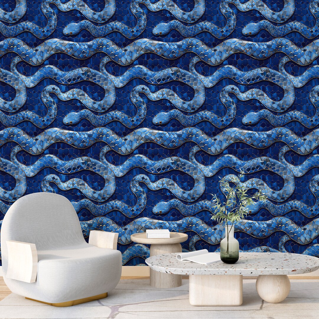 Blue Snakes Water Wallpaper Animal Wallpaper Mural Jungle Snake Wall ...
