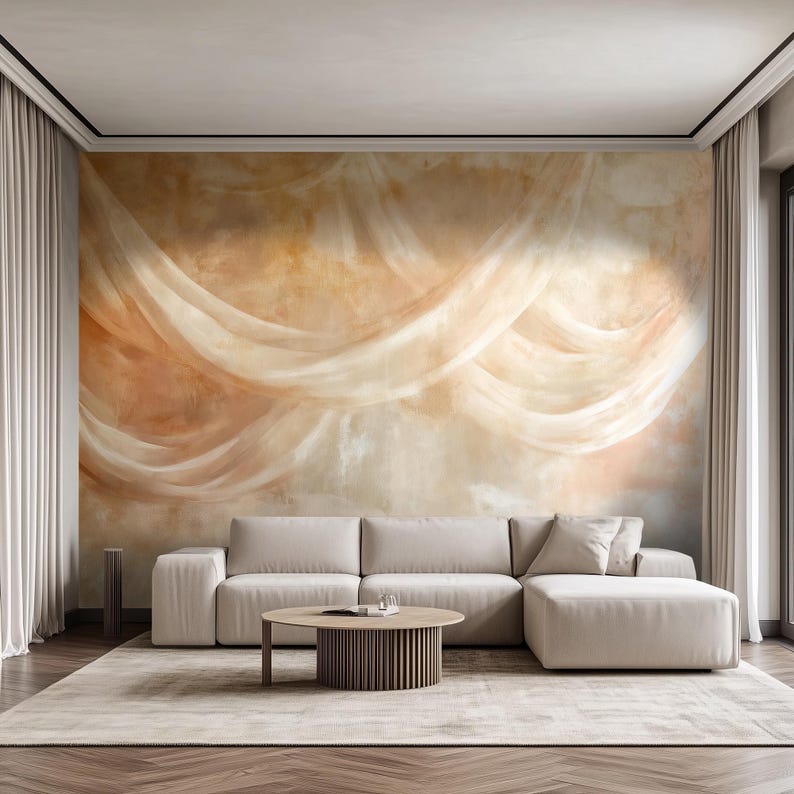 Vintage Venetian Plaster Wall Decal, Removable Bed Arch Mural, Textured ...