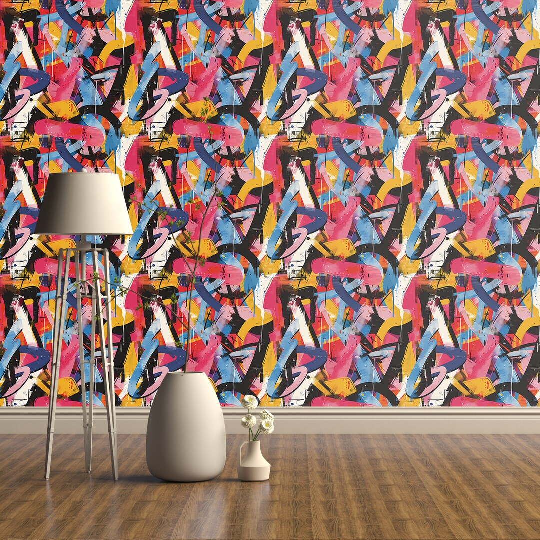 Funky Pop Art Wall Mural Maximalist Modern Street Art Designer Trendy ...