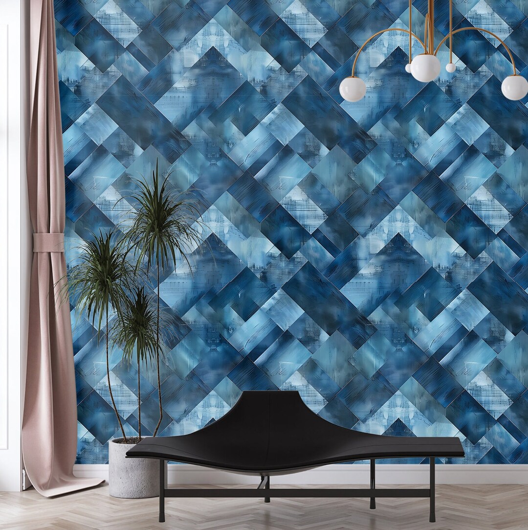 Navy Blue Wallpaper Peel and Stick, Abstract Vinyl Wallpaper, Colorful ...