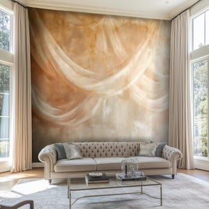 Vintage Venetian Plaster Wall Decal, Removable Bed Arch Mural, Textured ...