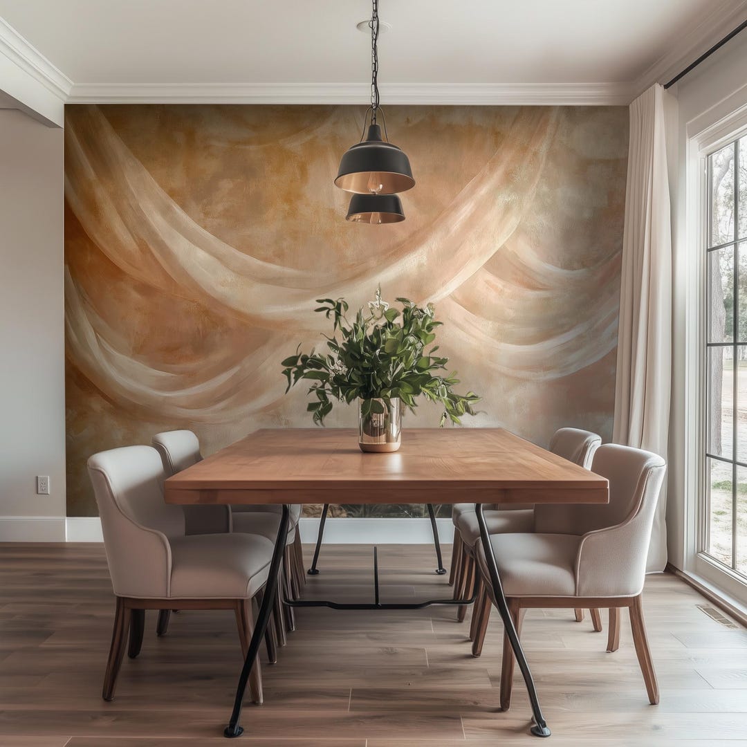 Vintage Venetian Plaster Wall Decal, Removable Bed Arch Mural, Textured ...