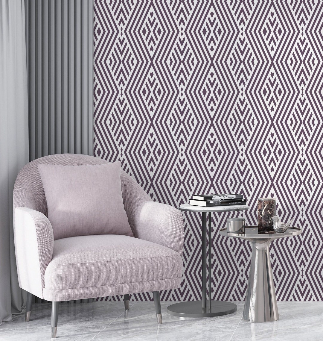 Classical Purple Geometric Wallpaper Peel and Stick Vinyl Wallpaper for ...
