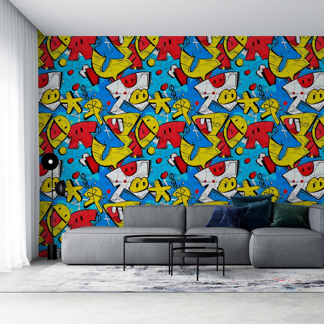 Funky Street Art Wall Mural Maximalist Modern Pop Art Graffiti ...