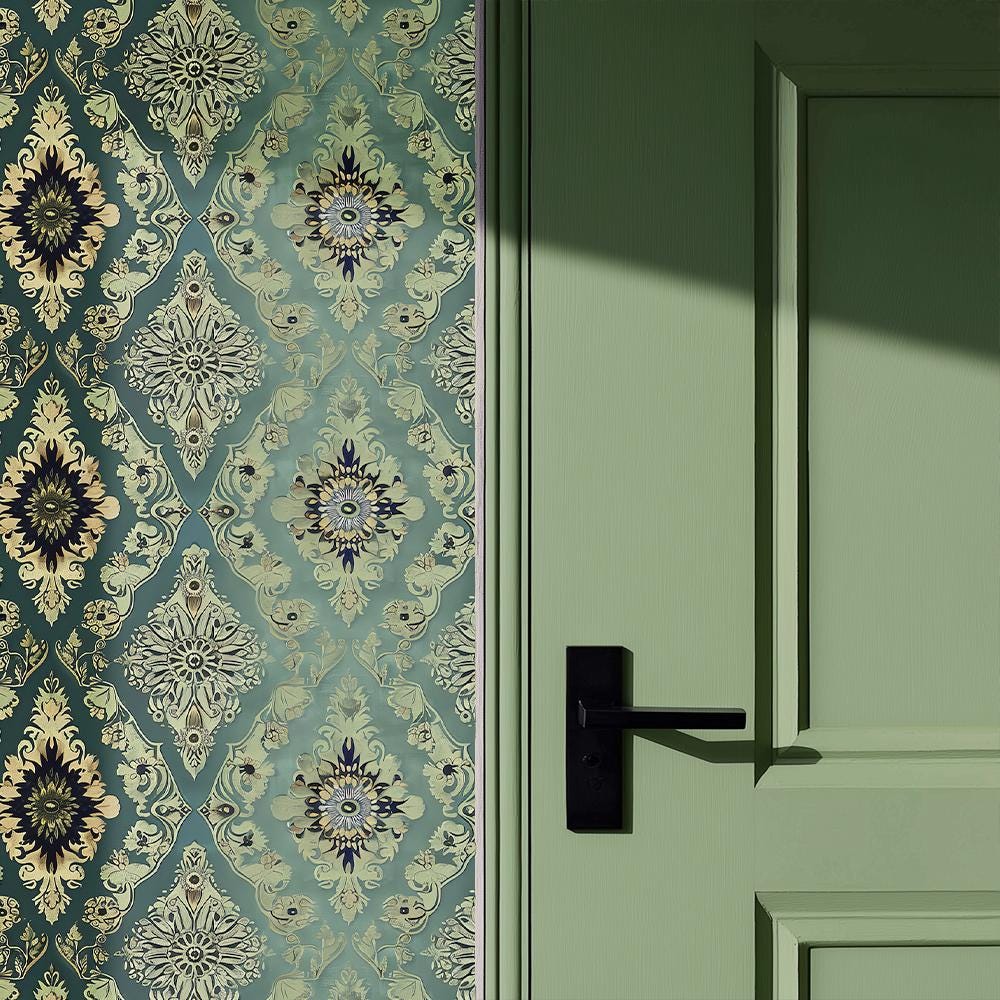 Vintage Cottage Green Peel and Stick Wallpaper, William Morris ...