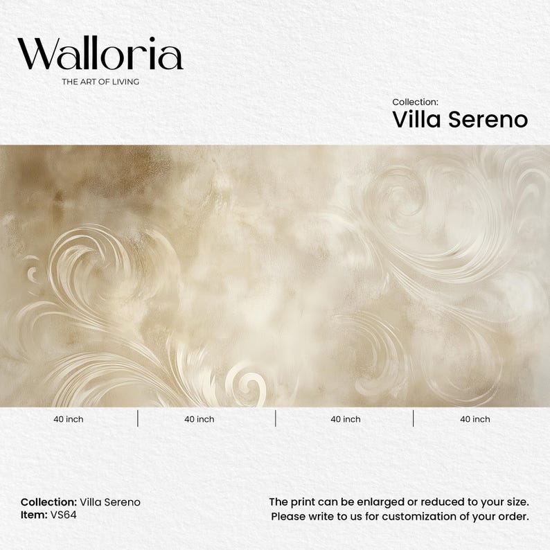 Venetian Plaster Texture Wallpaper Mural, Neutral Floral Design, Luxury ...