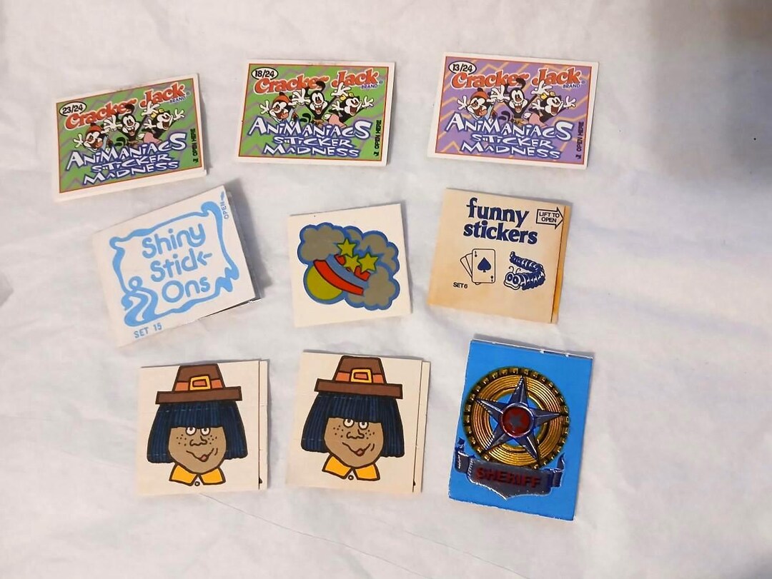 9 Vintage Cracker Jack Stickers, Face Flops, Fun Badge - Etsy