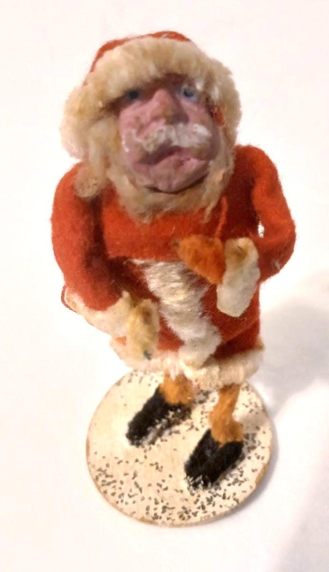 Vintage Japan Santa on Disk, Clay Face - Etsy