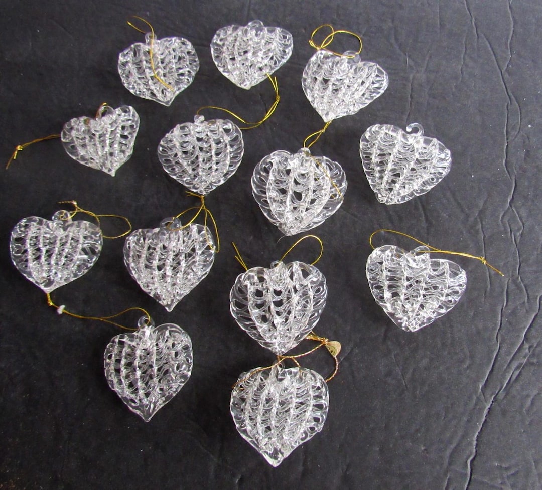 13 Small Blown Glass Heart Shaped Christmas Ornaments - Etsy