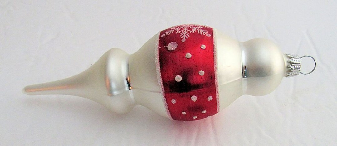 Cute Finial Shaped Glass Christmas Ornament With Snowflake Design - Etsy